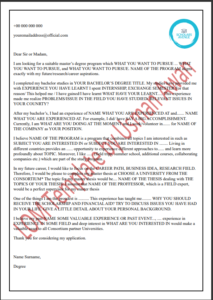 Motivation Letter for Erasmus Mundus Scholarship | Template