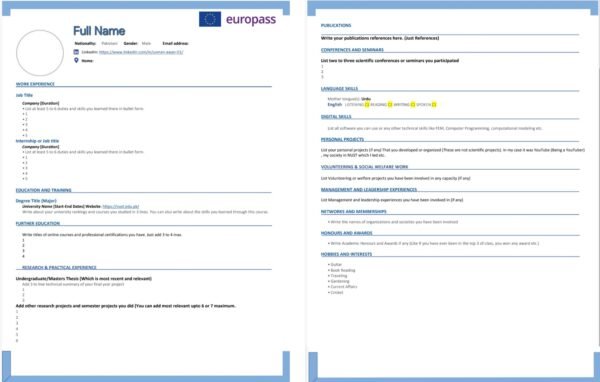 How to Create the Perfect Europass CV and a Free Sample