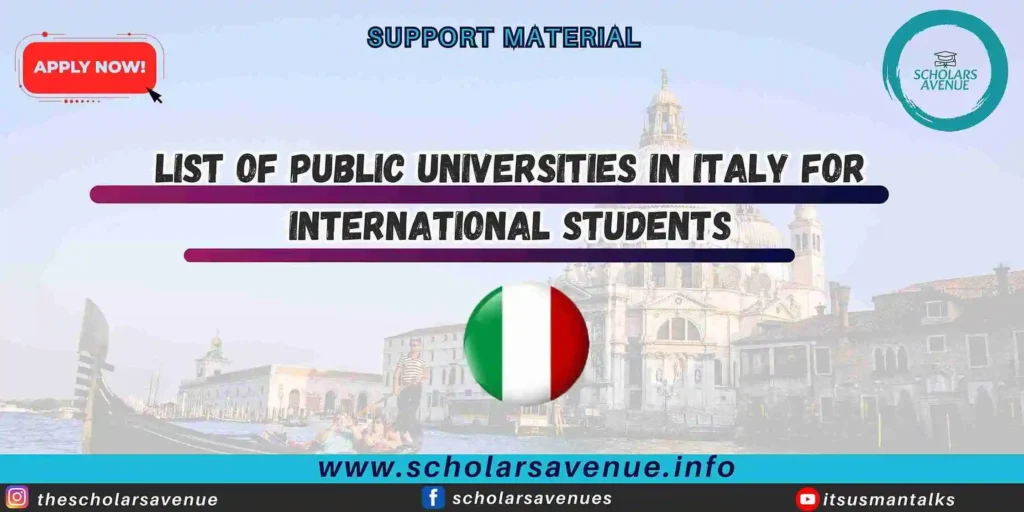 List of Top Public Universities in Italy for International Students